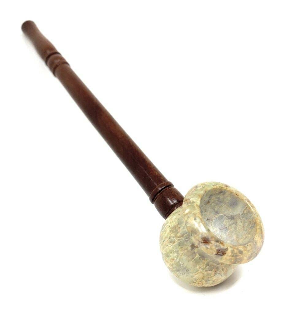 Matchpipe Spade Stone wood pipe with Stone bowl & Wood stem Smoking ...